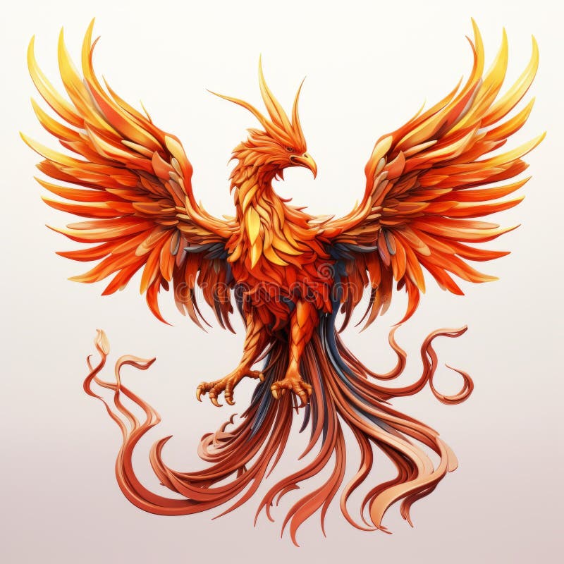 3d Phoenix Character in Cel Shaded Style on White Background Stock ...