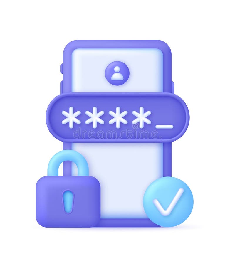 3D Phone and Account Login and Password Form Page. User Authorization ...