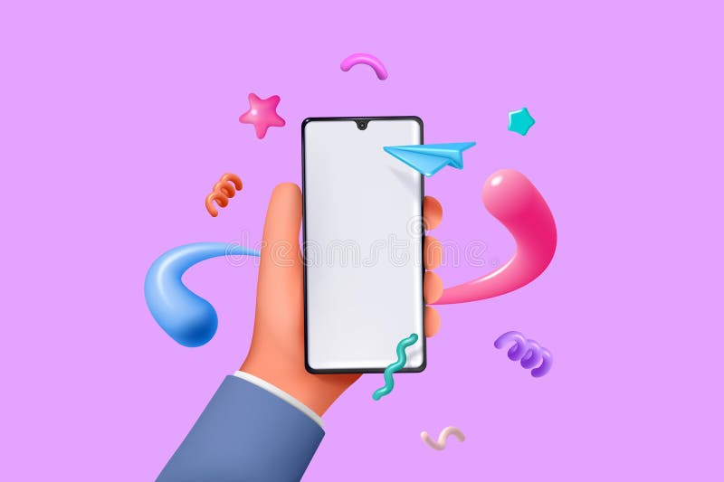 Hand Hold Phone. Mobile Application. Retro Smartphone Stickers Stock ...