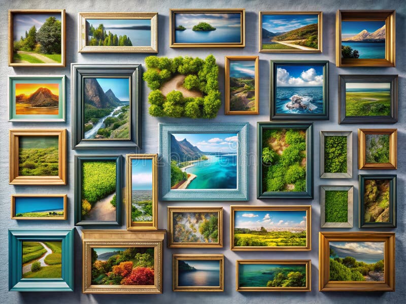 3D Photo Frame Mockup Set Versatile Aerial View for Design Projects and ...