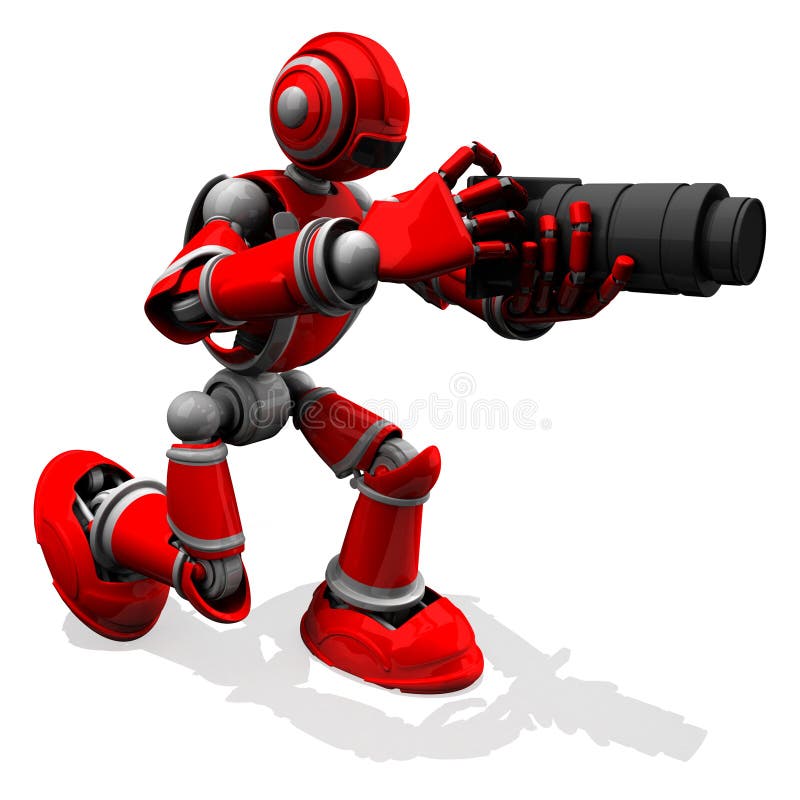3D Photographer Robot Red Color Pose with Flat Camera Stock ...