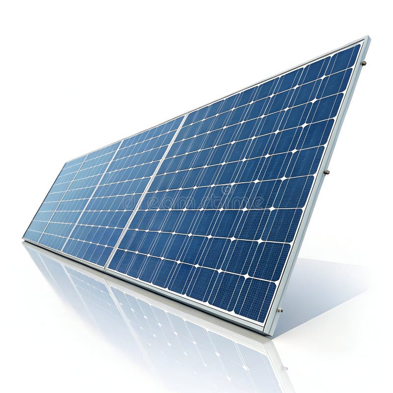 3D Photovoltaic Solar Panel with Blue Reflection Stock Illustration ...