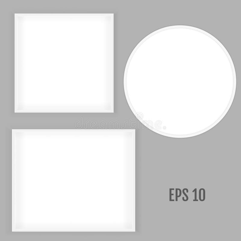 3D Picture Square and Round Frame Design. Realistic Square Round Stock ...