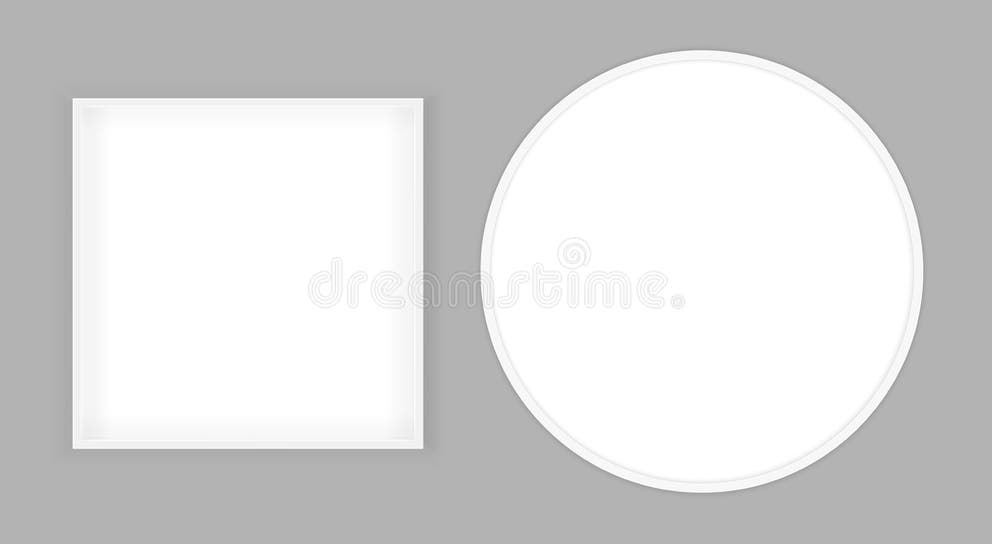 3D Picture Square and Round Frame Design. Realistic Square Round Stock ...