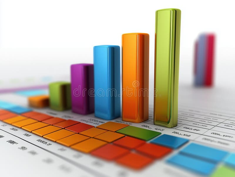 3D Pie and Bar Chart for Business Analytics Stock Illustration ...