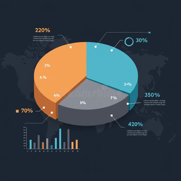 A 3D Pie Chart Displays Different Data Segments with Varying ...