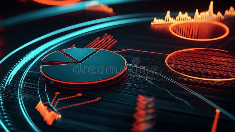 A 3D Pie Chart in a Futuristic Setting Stock Image - Image of ...