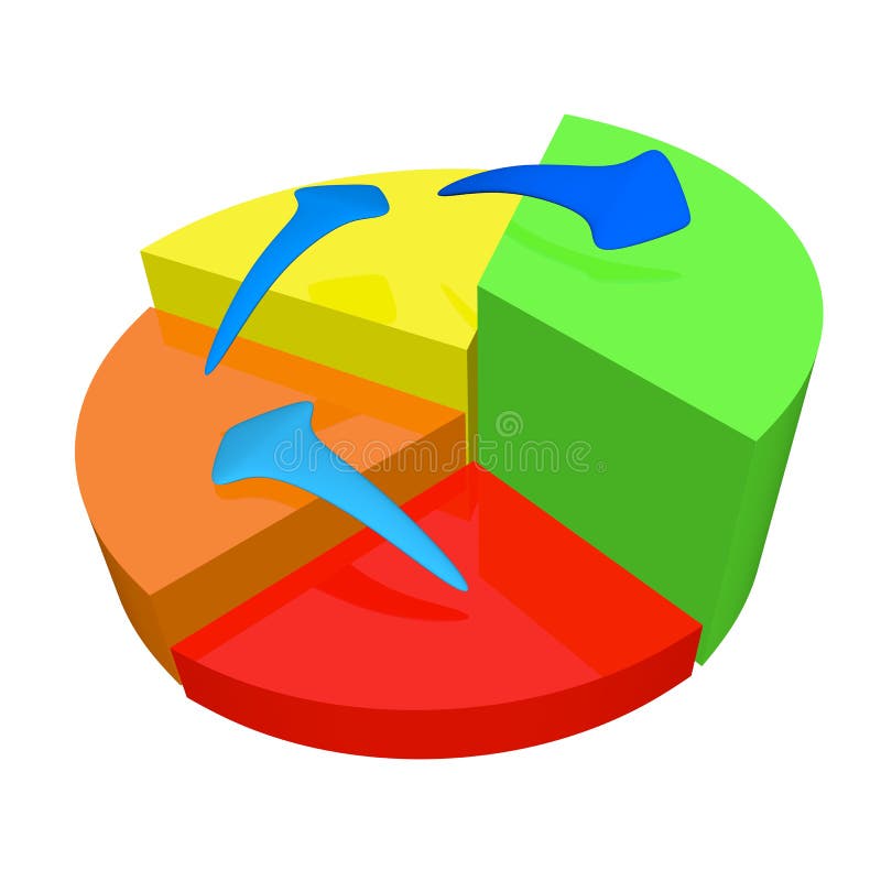 3d pie chart growth arrow stock illustration. Illustration of market ...
