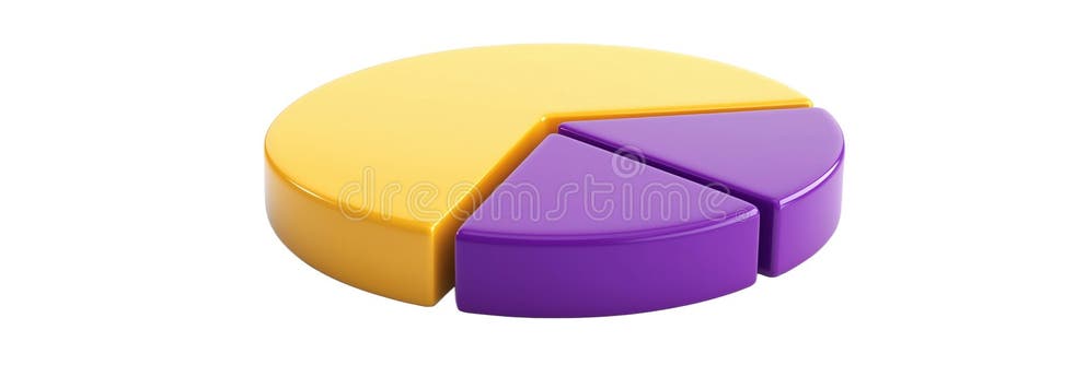 3D Pie Chart Representation, Yellow and Purple Segments, Data ...