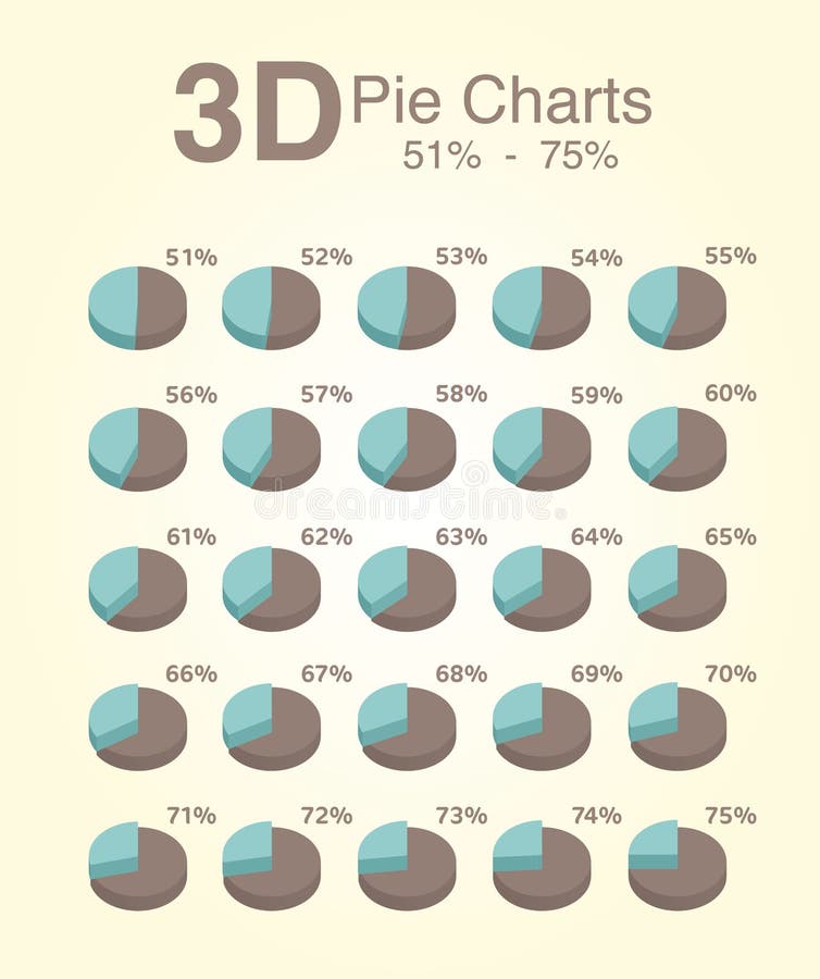 3D Pie Charts 51 -75 Infographic Stock Vector - Illustration of circles ...