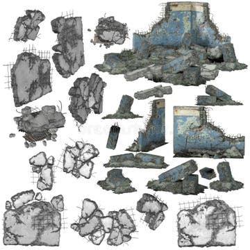 3D Pieces of Debris or Rubble Stock Illustration - Illustration of ...