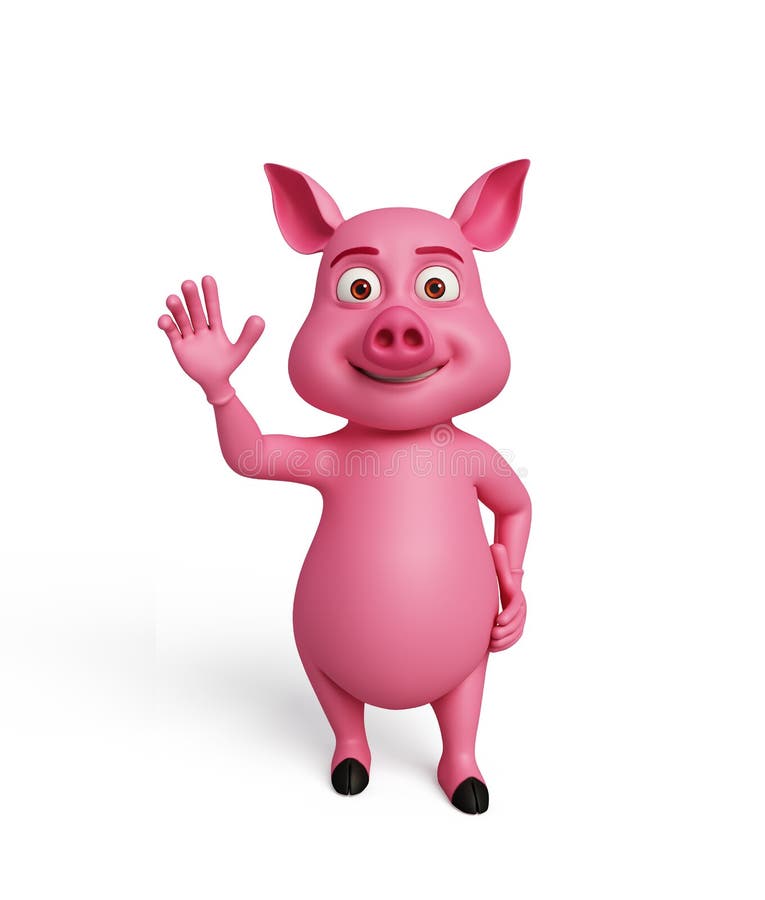 3d Pig with hi pose stock illustration. Illustration of service - 52332805