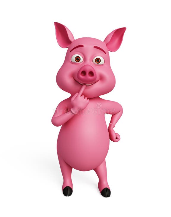 3d Pig is thinking. stock illustration. Illustration of board - 89761872