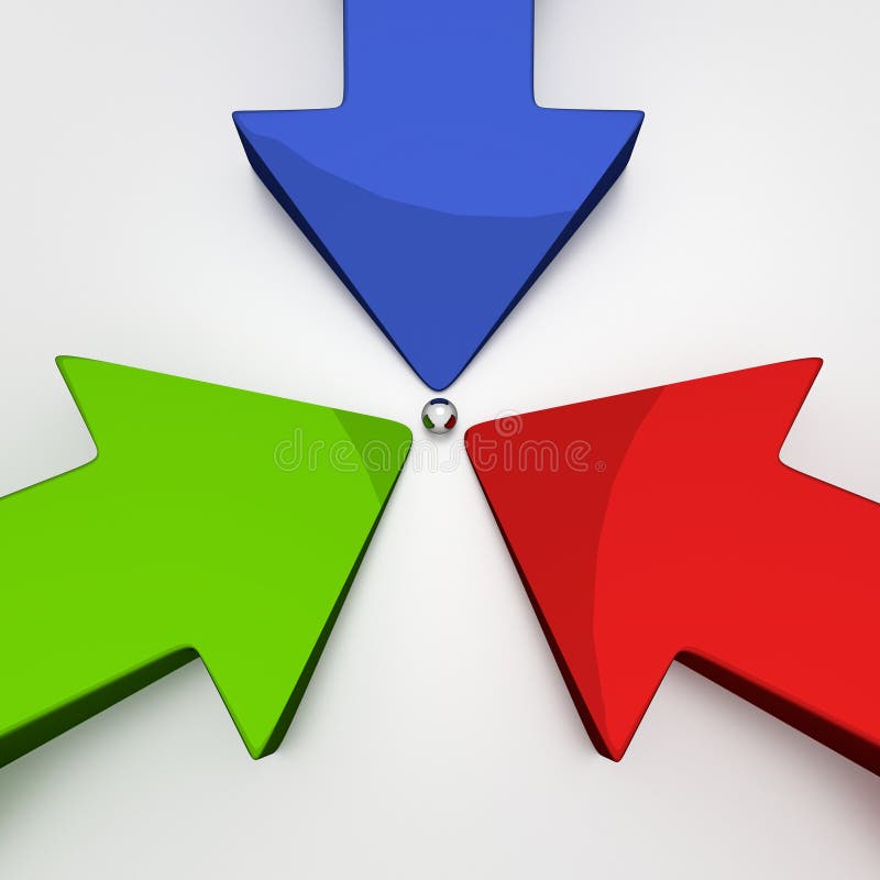 3D Pijlen - 3 Kleuren - Doel Stock Illustratie - Illustration of één, pijl: 31597373