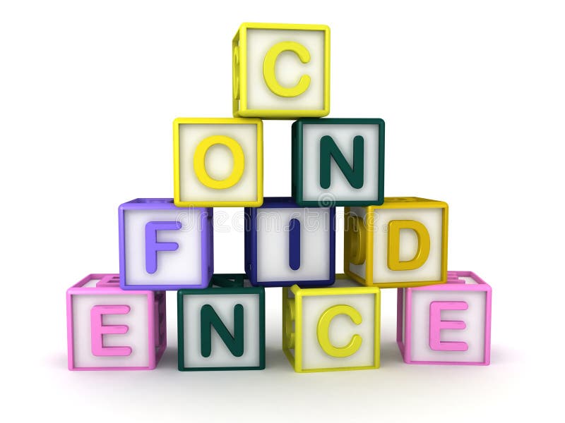 3D Pile of of Letters Saying CONFIDENCE Stock Illustration ...