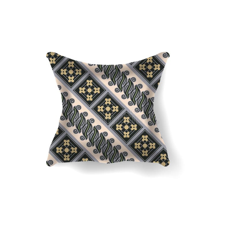 3d Pillow Realistic Ethnic Traditional Batik Motif Pattern Vector Stock ...
