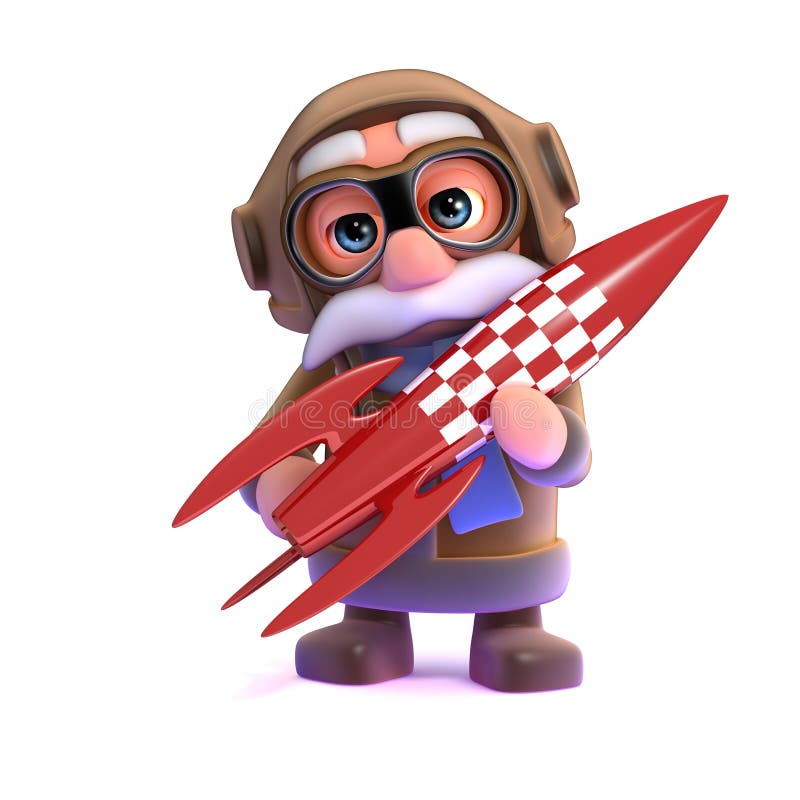 3d Pilot has a red rocket stock illustration. Illustration of crew ...