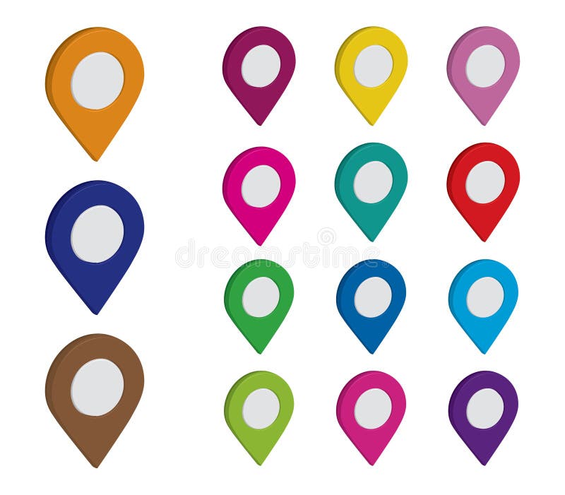 3D Pin Icon Set stock vector. Illustration of isolated - 82257359