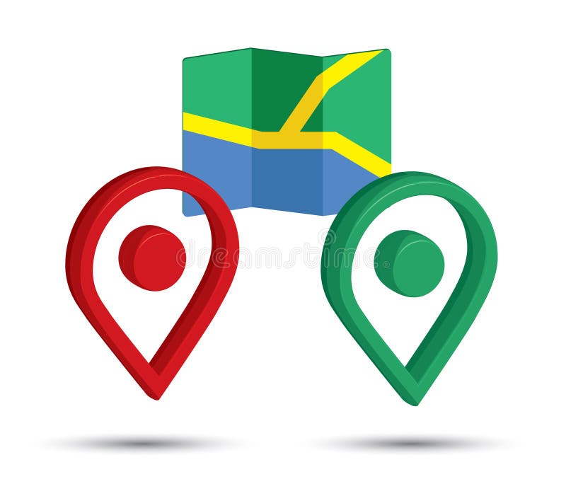 3D Pin Icon Set with Map stock vector. Illustration of graphic - 82257373