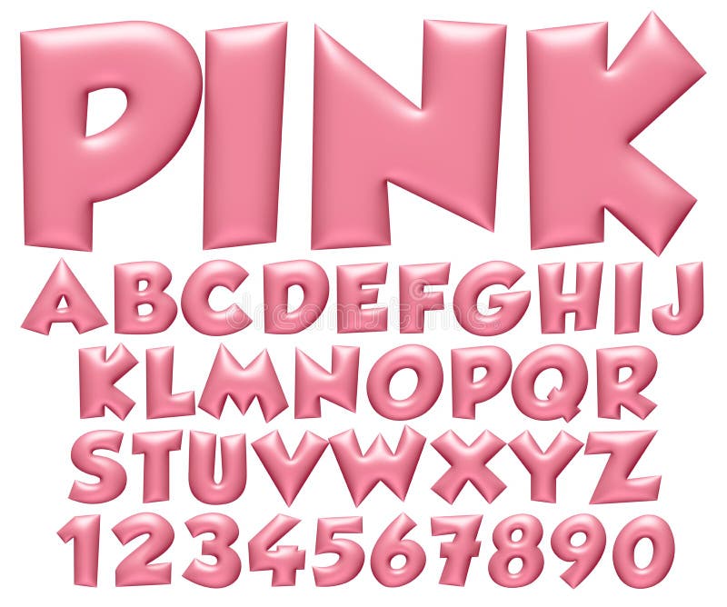3d Pink Alphabet with Number on White Background Stock Illustration ...