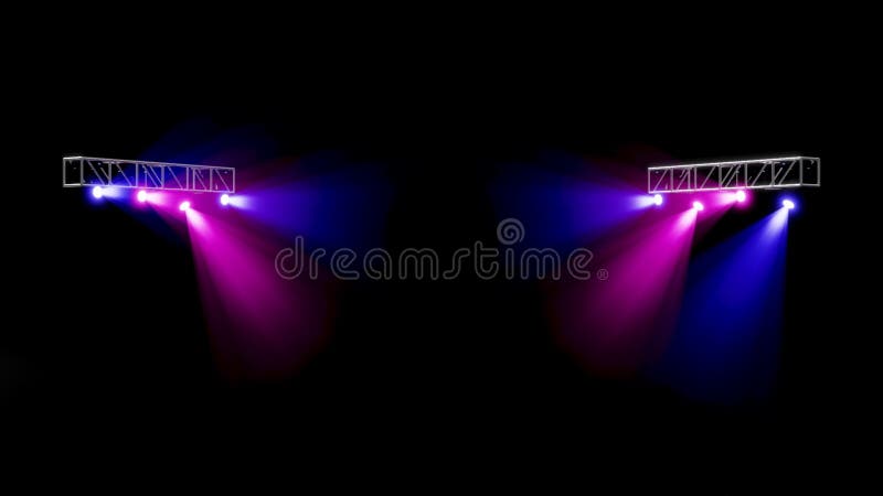3d Pink, Blue Spotlight on Concert Stage with Rotating Metal Structure ...