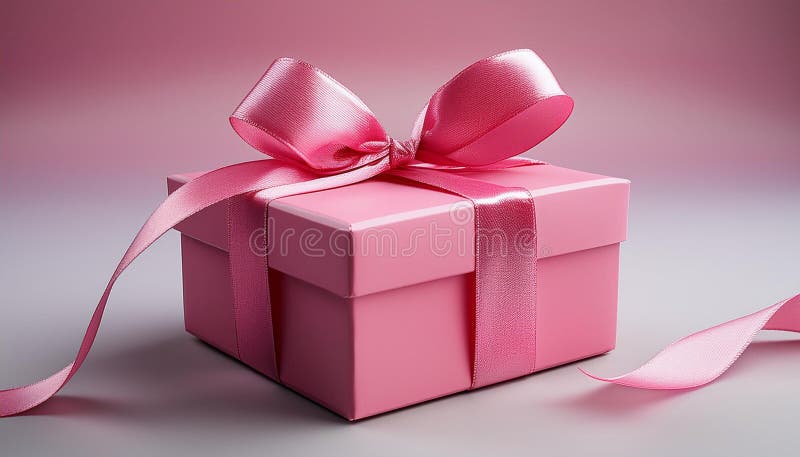 3d Pink Box with Pink Ribbon Png Stock Illustration - Illustration of ...