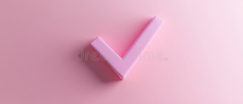 3D Pink Check Mark Symbol on Pastel Background Approval Success and ...