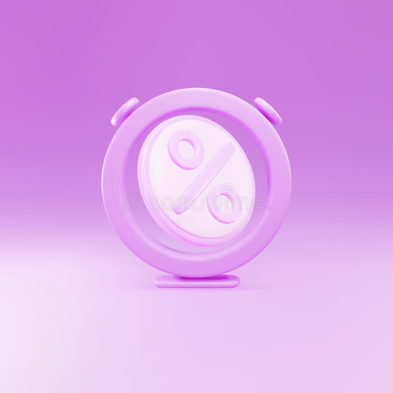 3d Pink Clock and Percent Discount Icon Isolated on Pink Background ...