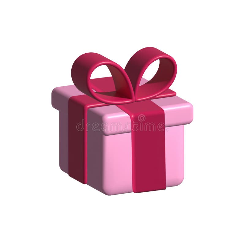 3d Pink Closed Gift Box with Red Ribbon Stock Illustration ...