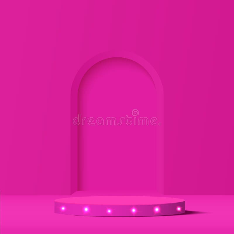3d Pink Color Podium with Lighting and Minimal Pink Wall Scene Vector ...
