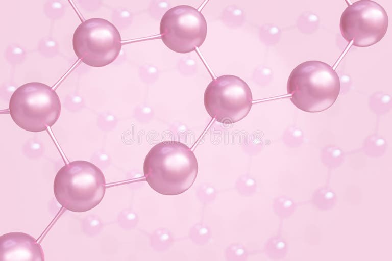 3D Pink Molecule or Atom Floating in Air on Light Pink Background ...