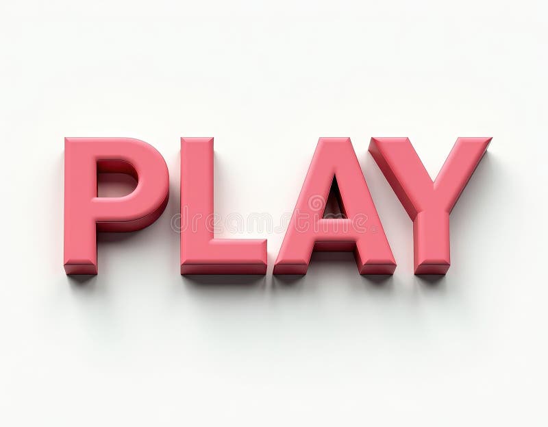 3D Pink PLAY Text on a White Background Stock Illustration ...