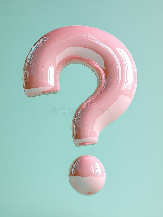 3D Pink Question Mark on a Green Background. Stock Illustration ...