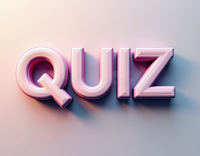3D Pink QUIZ Text on a Light Background with Shadow Effects Stock ...