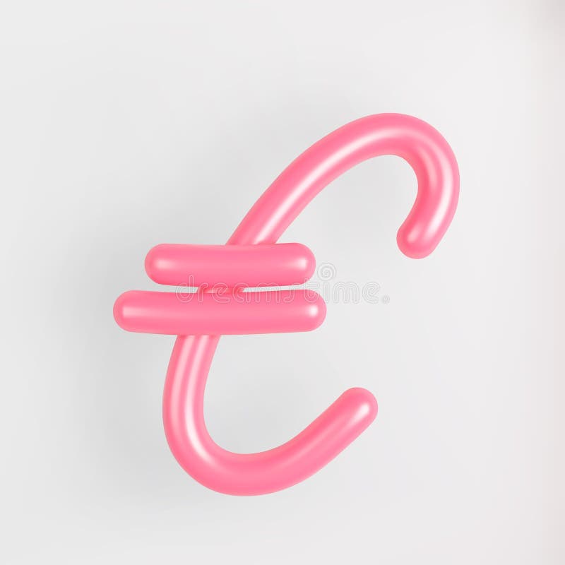3D Pink Script Euro Sign on Light Background. Cute Cursive Bubble ...