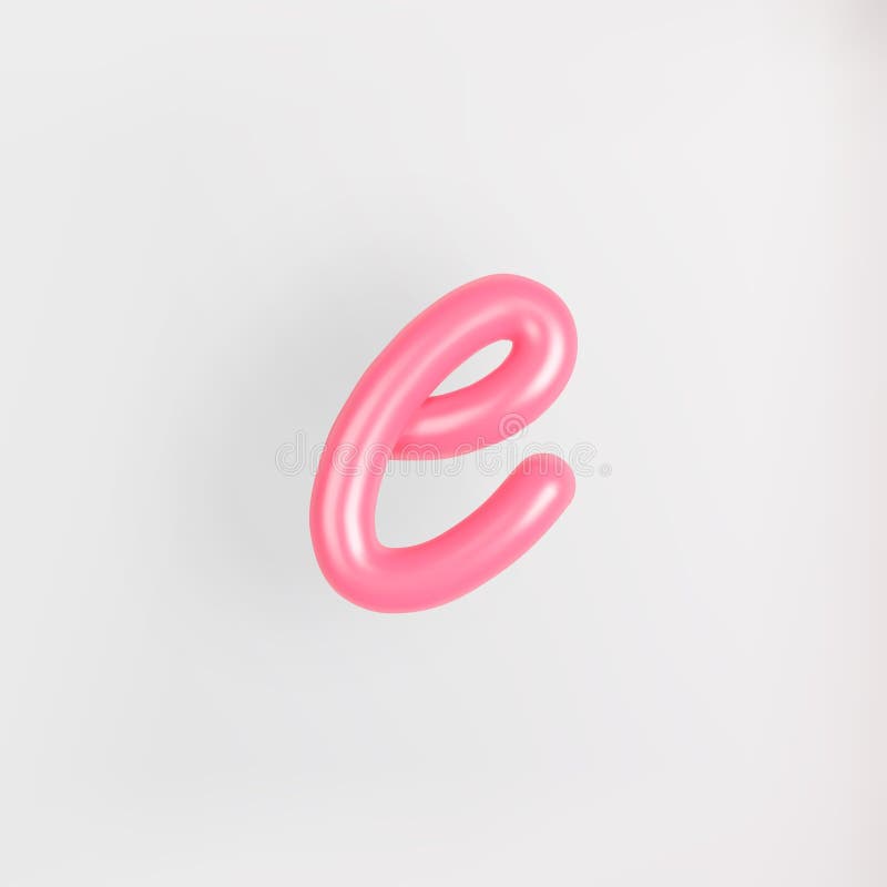 3D Pink Script Lowercase Letter E on Light Background. Cute Cursive ...