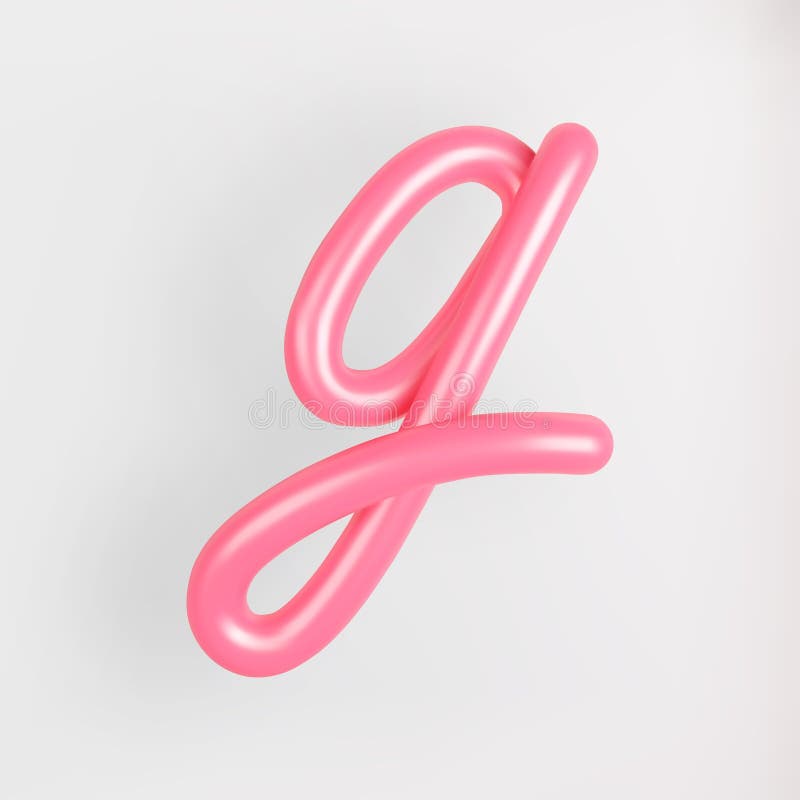 3D Pink Script Lowercase Letter G on Light Background. Cute Cursive ...