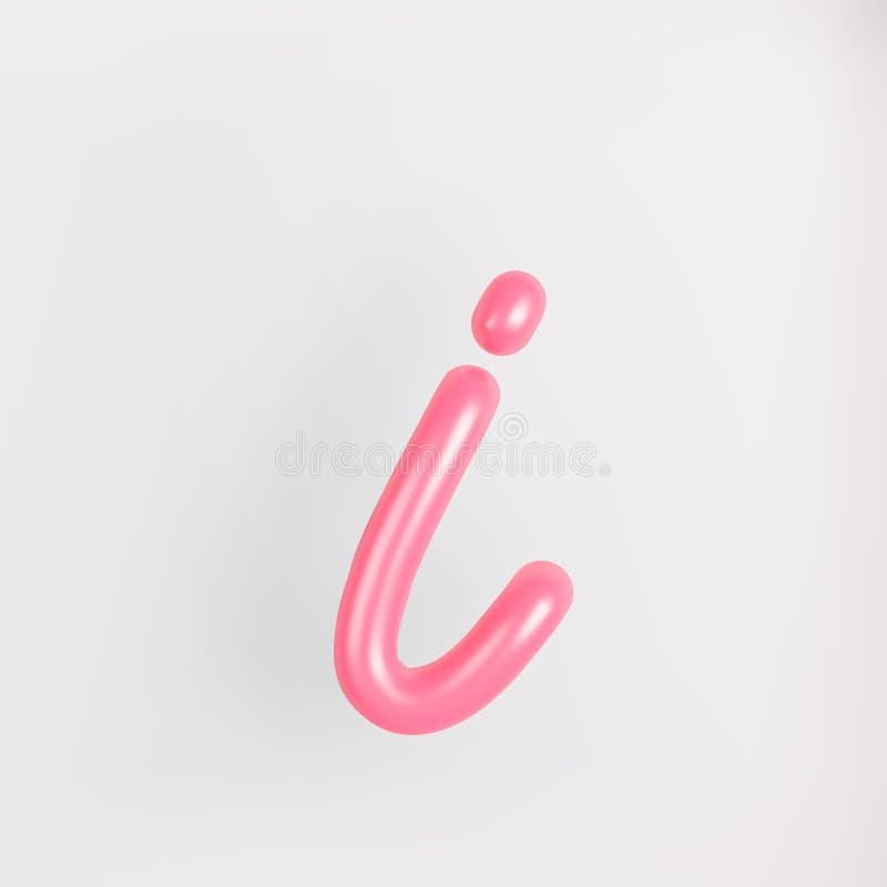 3D Pink Script Lowercase Letter I on Light Background. Cute Cursive ...