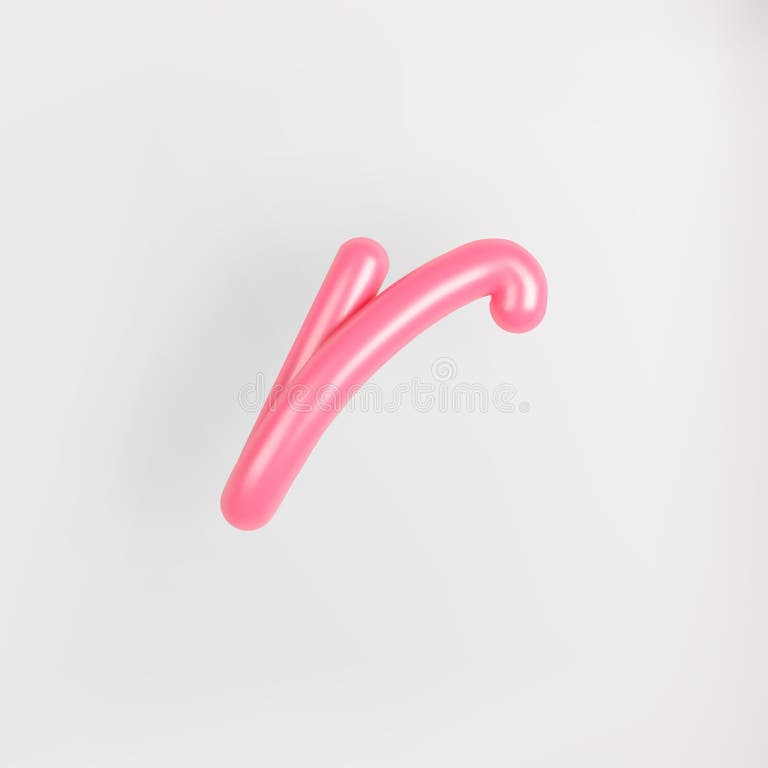 3D Pink Script Lowercase Letter R on Light Background. Cute Cursive ...