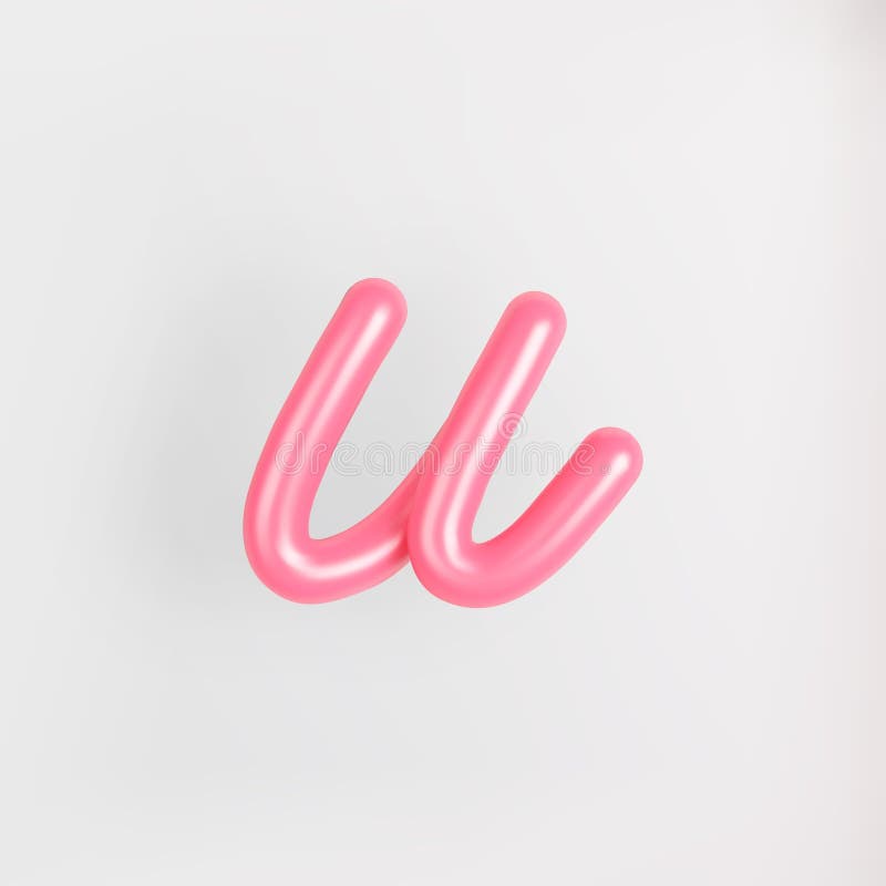 3D Pink Script Lowercase Letter U on Light Background. Cute Cursive ...
