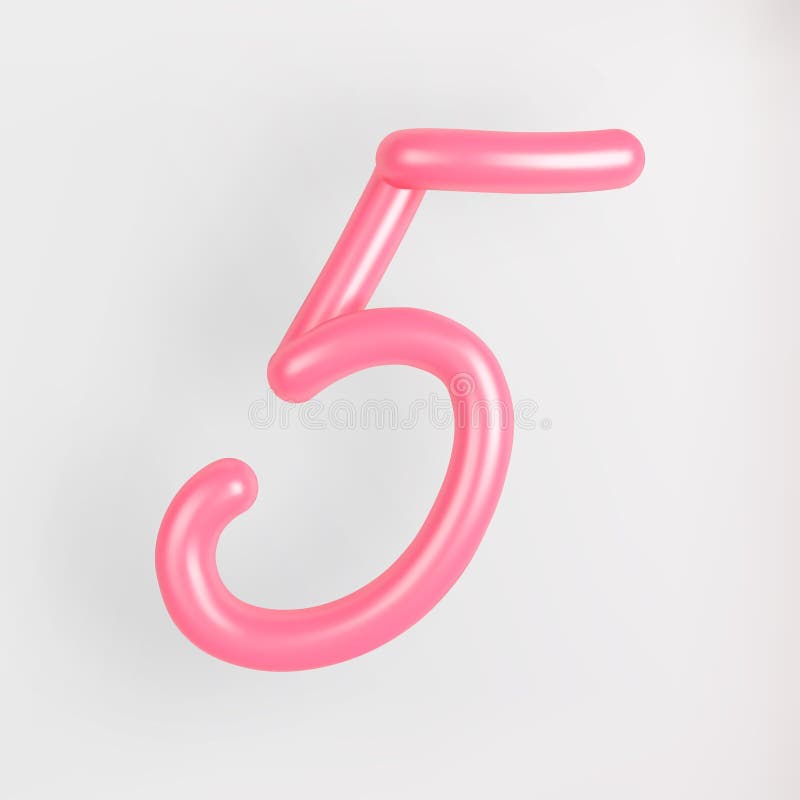 3D Pink Script Number 1 on Light Background. Cute Cursive Bubble ...