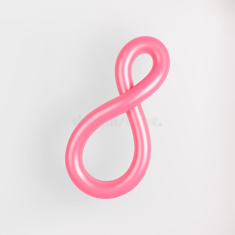 3D Pink Script Number 8 on Light Background. Cute Cursive Bubble ...