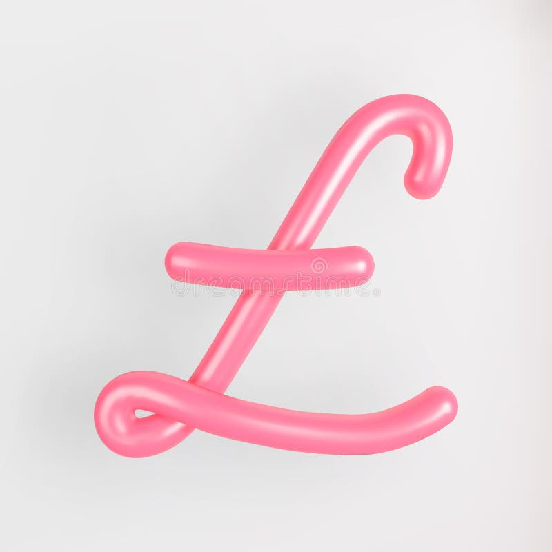 3D Pink Script Pound Sterling Sign on Light Background. Cute Cursive ...