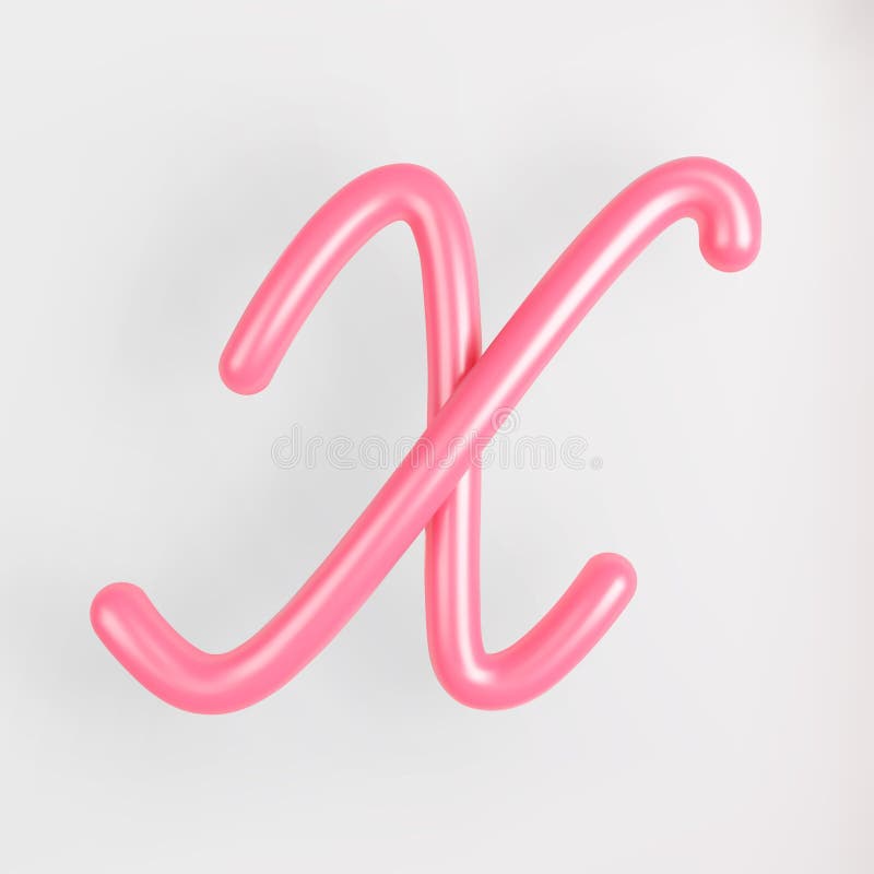 3D Pink Script Uppercase Letter X on Light Background. Cute Cursive ...