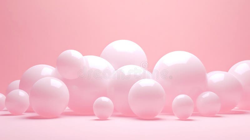 3D Pink Spheres of Different Sizes and Transparency. Pastel Colour ...