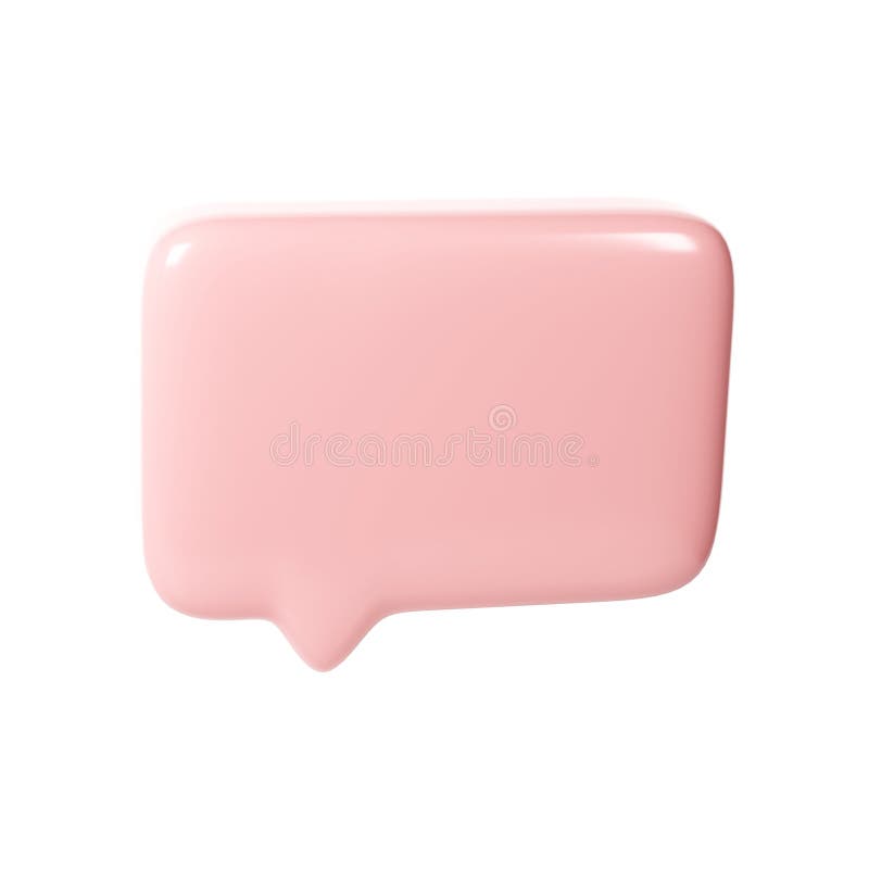 3D Pink Text Bubble Frame. Social Media Online Platform Concept Icon ...