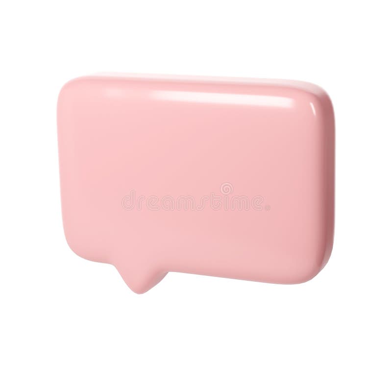 3D Pink Text Bubble Frame. Social Media Online Platform Concept Icon ...