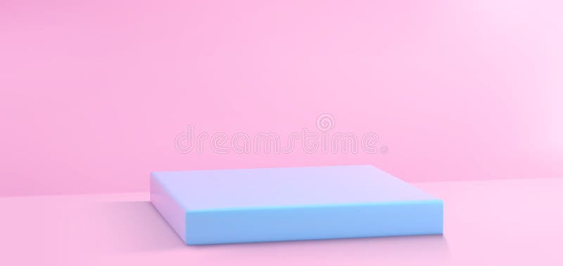 3d Pink Wall Studio Background with Blue Podium Stock Illustration ...