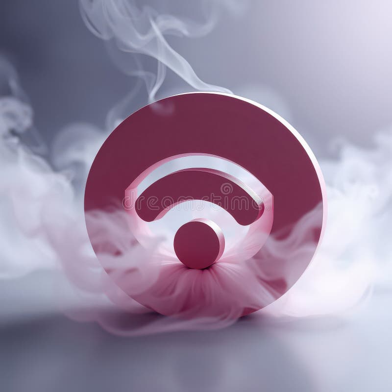 Pink 3 D Wifi Icon Surrounded by Soft White and Pink Smoke on a ...