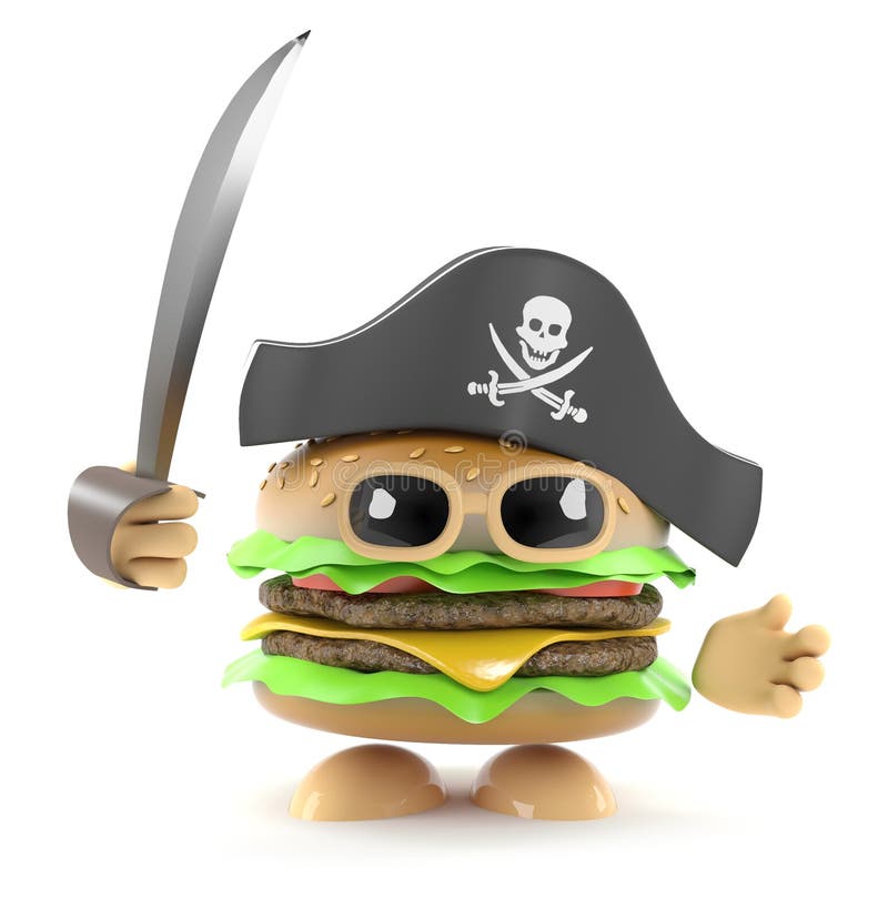 3d Pirate burger stock vector. Illustration of bucanneer - 40561739